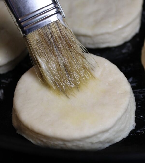Homemade Fluffy Buttered Biscuit Recipe - Mama on the Homestead