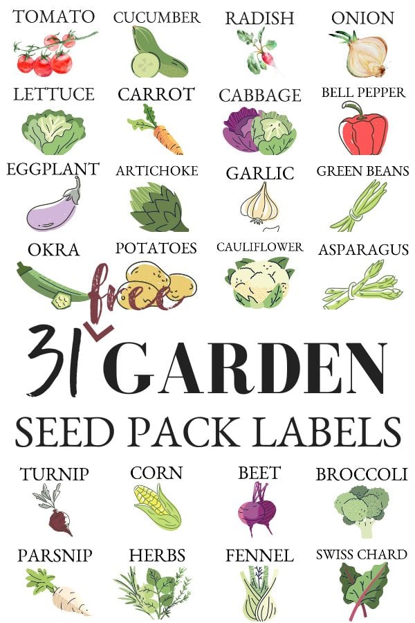 31 FREE Garden Seed Pack Labels - Mama on the Homestead