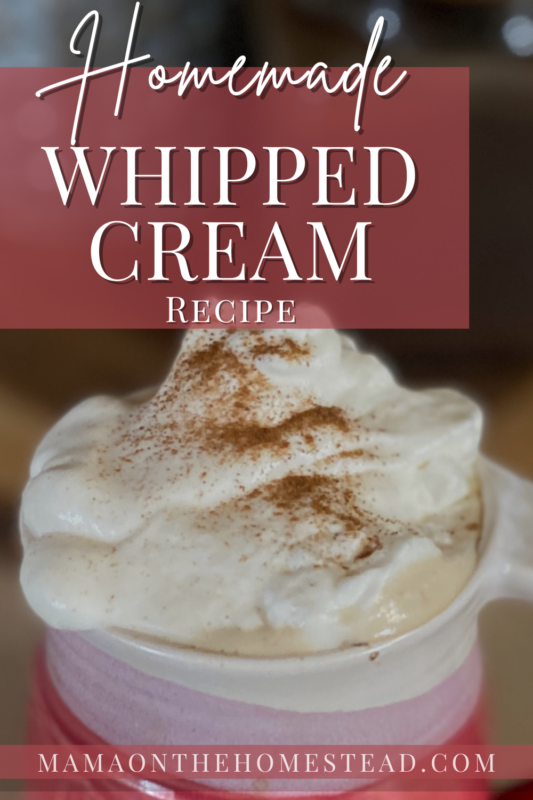 Homemade Whipped Cream Recipe - Mama on the Homestead